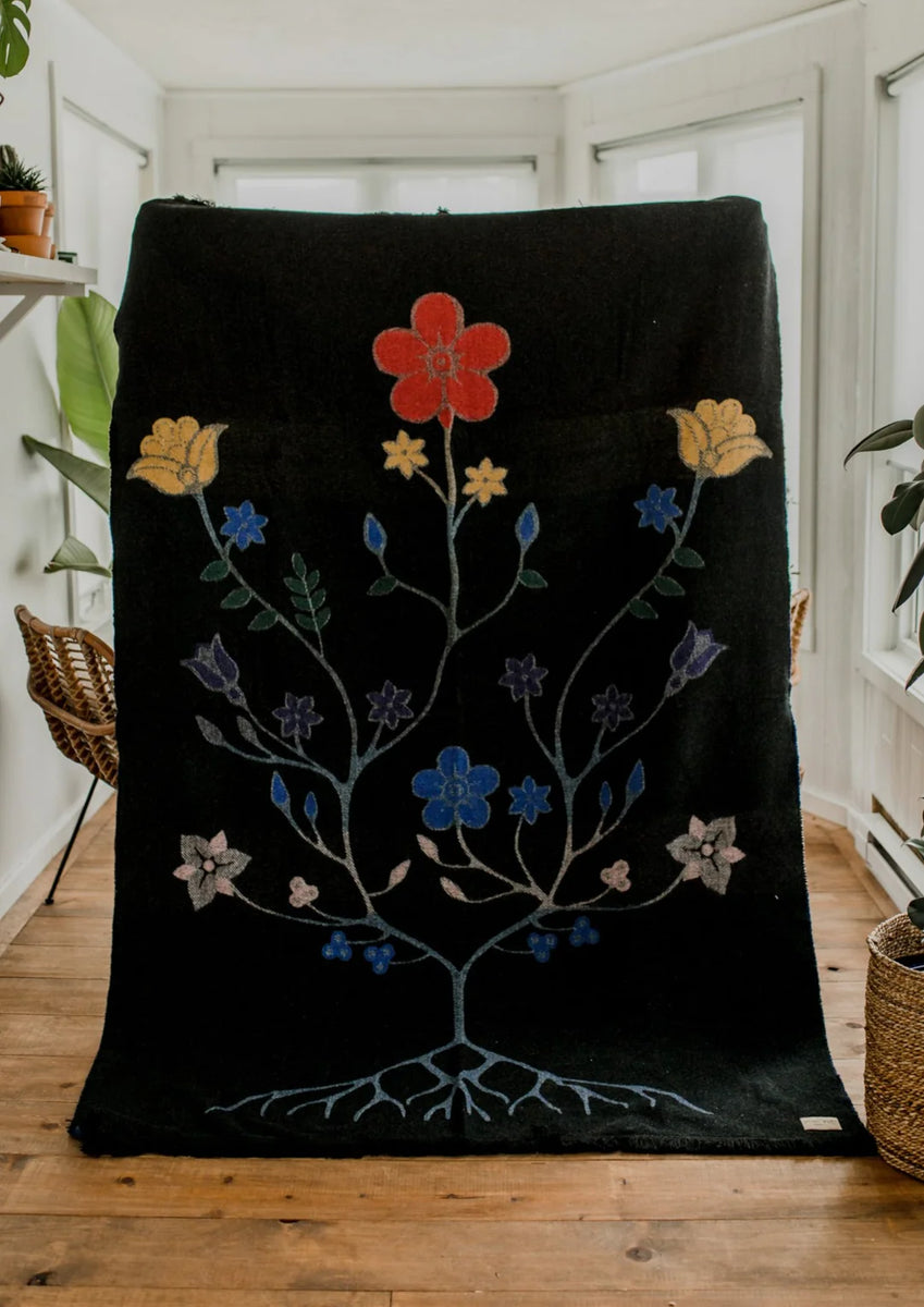 Mini Tipi Wool Blanket - Coloured Woodland Floral – The Canadian Canoe ...